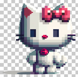 Hello Kitty Pixel - Cute Pixel Art Cat PNG