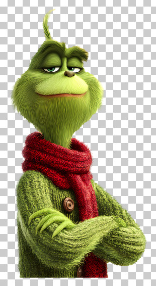 Grinch - Grinch With Red Scarf PNG