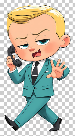 Boss Baby - Serious Baby Cartoon Character With Phone PNG