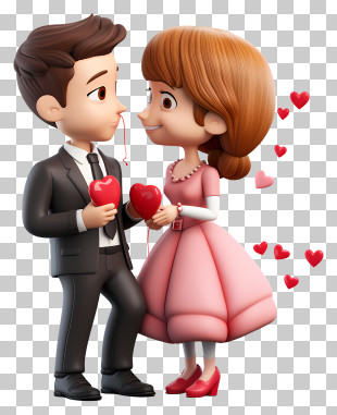 Emoji - Romantic Couple With Hearts PNG