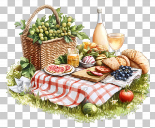Picnic - Delightful Picnic Setup With Food And Drinks PNG