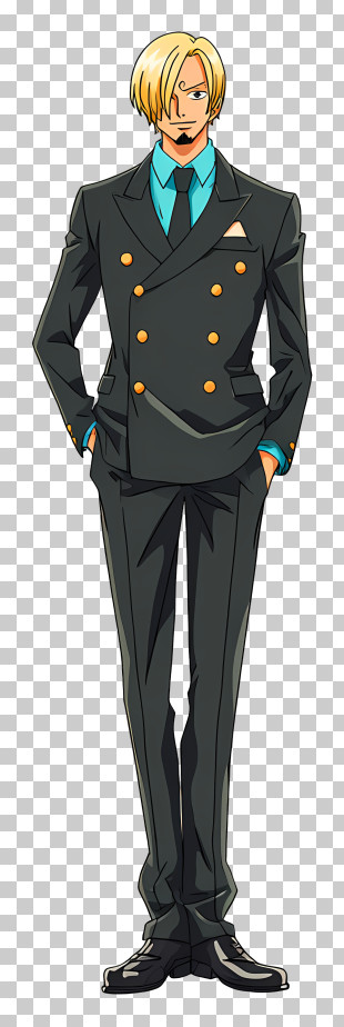 One Piece Sanji - Anime Character In Stylish Red Suit PNG