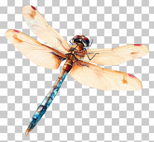 Dragonfly - Detailed Dragonfly With Transparent Wings PNG