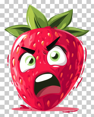 Strawberry - Angry Strawberry Cartoon Character PNG