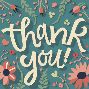 Thank You - Thank You Card With Colorful Flowers PNG