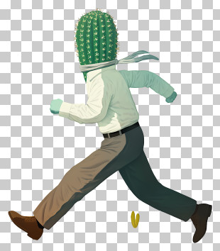 Cactus Man - Running Cactus Character PNG