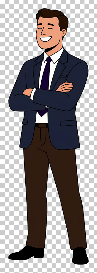 Confident Businessman Cartoon PNG